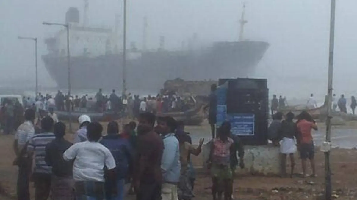 Prathibha Cauvery ship drifts ashore on high tides, winds - The Hindu ...